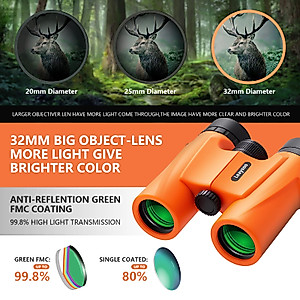 Leaysoo 10X32 Compact Binoculars for Adults and Kids,High Powered Small Binoculars, BAK-4 FMC Clear Low Light Vison Waterproof Binoculars for Bird Watching, Concerts, Curise Ship