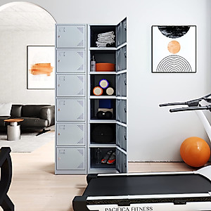 BYNSOE Metal Locker 2 Doors 71" Employees Locker Storage Cabinet Locker School Hospital Gym Locker Requires Assembly (Grey, 2 Doors)