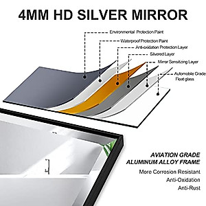 LEDLUX 24x36 Inch Black Mirror with Beveled Trim, Aluminum Frame Bathroom Vanity Mirror, Copper-Free Mirror, Rectangle Wall Mounted Mirror, Modern Rectangular Mirror Horizontal or Vertical