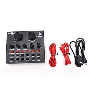 V8 Live Sound Card, Karaoke Sound Mixer Recording Sound Card USB Audio Interface Intelligent Volume Adjustable Audio Mixer Sound Card with Multiple Funny Sound Effect
