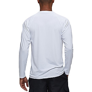 Men's Swim Shirts Rashguard Sun Shirt UPF 50+ UV Sun Protection Outdoor Long Sleeve T-Shirt Swimwear White L