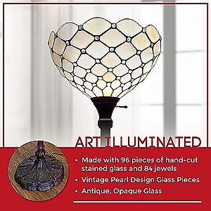 Amora Upright Tiffany Floor Lamp - 72” Pearl Stained Glass Floor Lamp