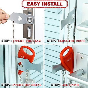 Home Security Door Lock, VIRIDI Portable Travel Doorlocks for Airbnb Hotel Room Bedroom Add Extra Safety Privacy Solid Removable No Drill Door Jammer Latch for House Apartment School Selfdefense Item