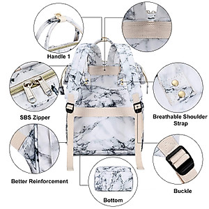 CAMTOP Travel Laptop Backpack with USB Charging Women Girls 15.6 Inch Lightweight College School bookbag (Marble)