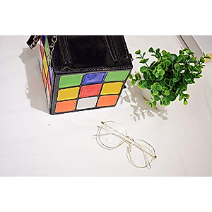 Women's Cute cube Shape Handbag Magic Shoulder Bag Clutch Bag, Colorful, 15x15x15