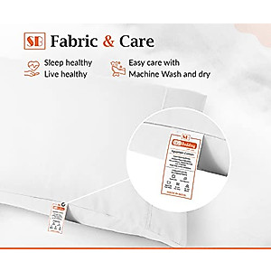 SGI King Size Pillow Case Egyptian Cotton Luxury Soft 1000 Thread Count Pillow Cover White Solid Sateen Weave for Soft & Silky Feel Long Staple Cotton Set of 2