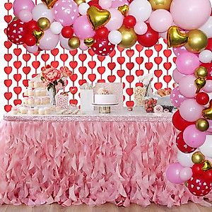 110Pcs Valentines Day Balloon Garland, Galentine's Party Balloon Arch with Pink White Red Balloon & Heart Foil Curtain for Valentine Party Anniversary,Wedding,Sweetheart Bridal Shower Engagement Decor