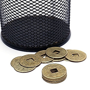 Topxome 100PCS Brass 24mm Chinese Ancient Feng Shui Lucky Coin Good Fortune Dragon and Phoenix Antique Wealth Money Collection Gift