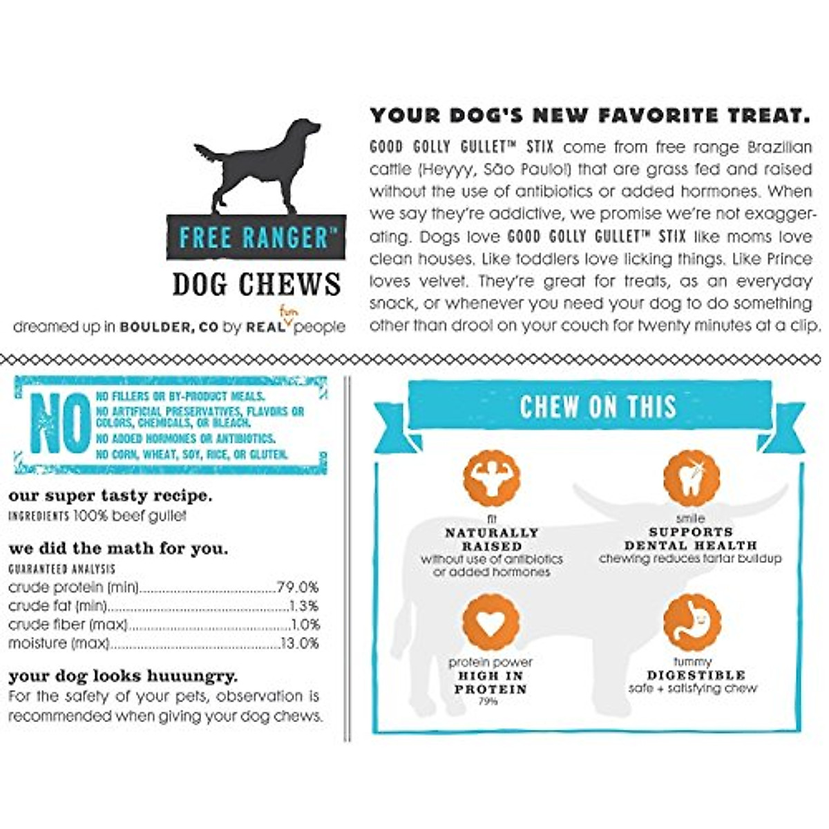 I and love and you Good Golly Beef Gullet Sticks - Grain Free Dog Chews, 100% Beef Gullet, 48 Pack of 6-Inch Sticks