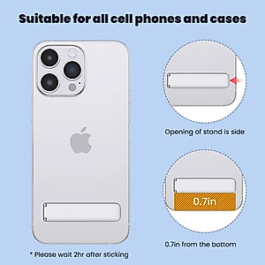 ICHECKEY Ultra-Thin Kickstand for Cell Phone. Reinforced Drop Protection, 2 Pack Adjustable Angle Orizontal/Vertical Desk Stand Holder Accessories for All Smartphone, iPad, Tablet [4.7-10.8''] -Silver