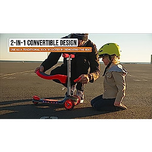 Razor Rollie DLX, 3-Wheel Light-Up Scooter for Younger Children, Seated and Stand-Up Riding Options