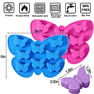 Vodolo 2 Pcs Butterfly Ice Cube Tray,Butterfly Mold Silicone for Chocolate Candy Gummy Baking,Jelly, Pudding,Soap, Cake Mold