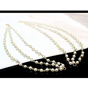 Sukh Collection Jewellery Indian Traditional Fashionable Bollywood Gold Tone With Faux Pearl Made Light Sahara Kaan Chain For Heavy earrings Supported Women & Girl Jewelry