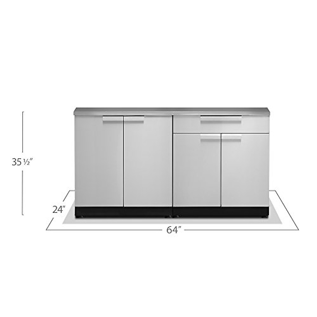 NewAge Products Inc. Outdoor Kitchen Classic 64" W x 24" D 3 Piece Set, Stainless Steel, 65067