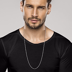 Miabella Italian 925 Sterling Silver Solid 2mm Round Box Chain Necklace for Women Men, Made in Italy (sterling silver, Length 30 Inches)