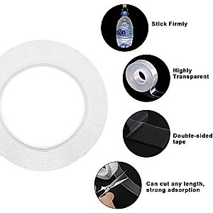 Double Sided Adhesive Nano Tape,Transparent Strong Washable Adhesive Traceless Gel Tape,Removable and Reusable Sticky Anti Slip Tape for Home,Wall,Room,Office Decor (9.84 FT)