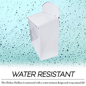 NACH Mailboxes for Outside Wall Mount, 11.5 x 5 x 13 inches, White Mailbox for Door, Waterproof Mailbox for Outside - The Chelsea Mailbox