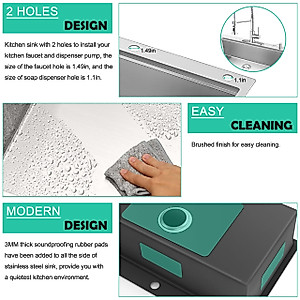 Homikit 33 x22 Inch Kitchen Sink with Soap Dispenser, 16 Gauge Stainless Steel Topmount Drop In Kitchen Sinks Single Bowl 2-Hole R10 Corner, 10" Deep Large Farmhouse Workstation Sink with Accessories