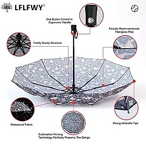 LFLFWY Travel Umbrella – Compact Windproof Umbrella Automatic Open and Close, Lightweight Portable Folding Umbrella, Best Gift Choice