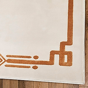 Antep Rugs Babil Gold 8x10 Modern Bordered Indoor Area Rug, Black, 7'10" x 10'