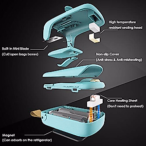 EZCO Bag Sealer Mini, Handheld Bag Heat Vacuum Sealer, 2 in 1 Heat Sealer & Cutter Portable Bag Resealer Machine for Plastic Bags Storage Food Snack Cookies Fresh (Battery Included)