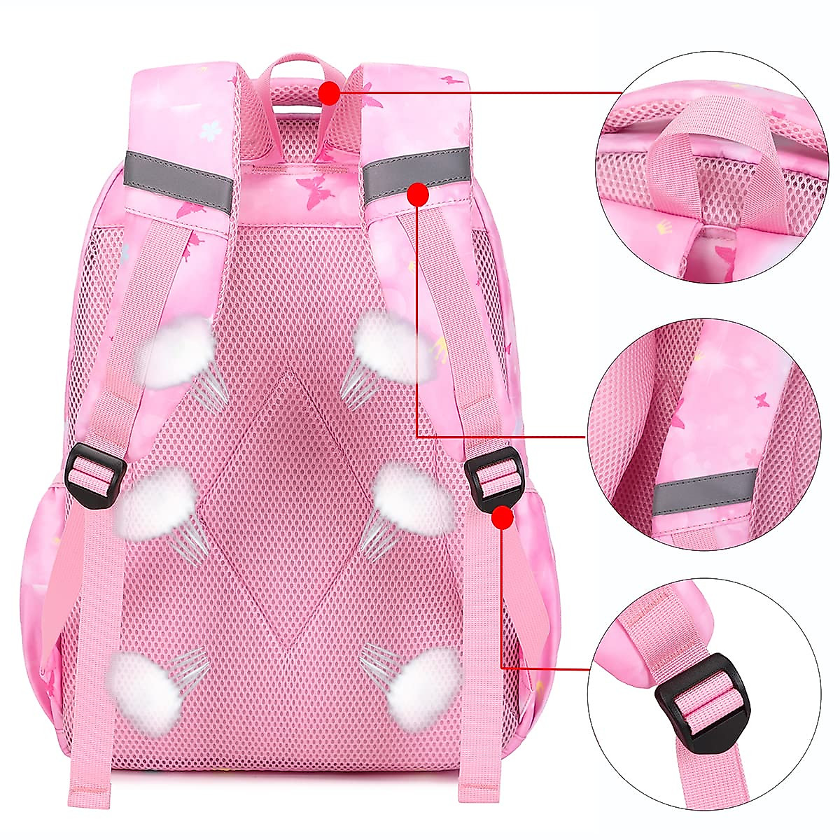 Sunborls Backpack for Girls Kids School Bookbag with a Cute Butterfly Appearance - Lightweight and High-Capacity Backpack Se,Pink