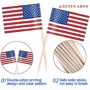 Efivs Arts 100 Pcs 4th of July American Toothpick Flag Toppers Cake Decorations Independence Day Patriotic Cupcake Toppers Picks for Army Graduation Party Supplies