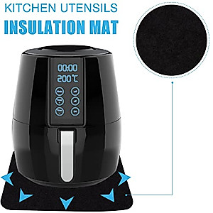 IYSHOUGONG Heat Resistant Mat for Air Fryer,4Pcs Heat Resistant Pad and Black Round Coaster Countertop Protector Mat Kitchen Appliance Non-Slip Mat Kitchen Thickened Felt Oven Mat