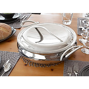 nambe Cookserv 12" Sauté Pan with lid | 5-Ply Stainless Steel Saute Pan | 5 Quarts Deep Frying Pan, 12 inch Induction Oven Safe Cooking Pan | Dishwasher & Oven Safe