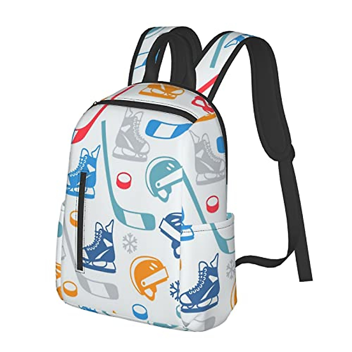 Biviel Hockey Elements Creative Patterned print Lightweight Backpack Simple Casual Shoulder Backpack Hiking Backpacks