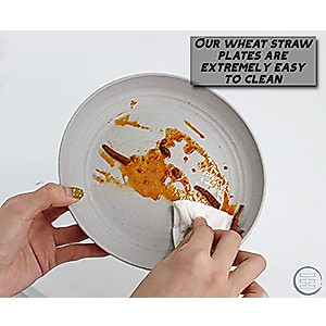 Wheat Straw Dinnerware Sets (16pcs) Grey-Unbreakable Microwave Safe-Lightweight Bowls, Cups, Plates Set-Reusable, Eco Friendly,Dishwasher Safe,Wheat Straw Plates,Wheat Straw Bowls, Cereal Bowls