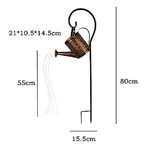 BB&UU Metal Garden Stake Lights,Outdoor Solar Garden Lights,Pathway Hollow Watering Can Solar Light,Decorative Fairy String Light Art Hanging Kettle Lantern-A 15.5x80cm(6x31inch)