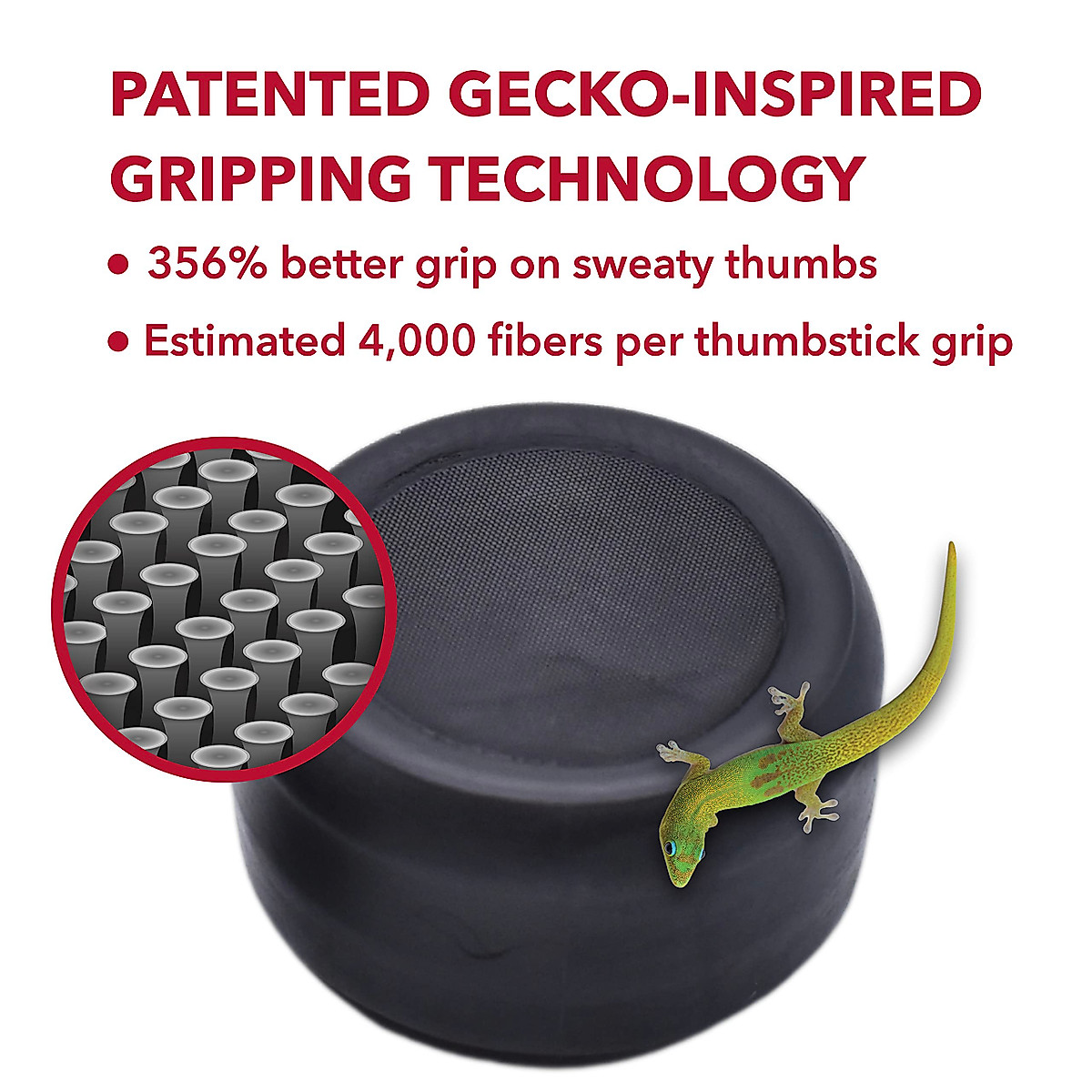 Setex Gecko Grip, Mid Rise Thumbstick Grip Covers, for PlayStation PS5, PS4, Xbox One, Switch Pro, Steam Deck, Anti-Slip Microstructured Analog Stick Thumb Grips, (1 Pair) Black, Covers Only