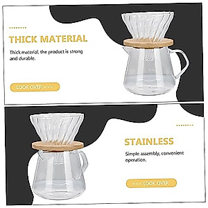 GRADENEVE 1 Set Coffee Maker Manual Coffee Brewer Drink Pitcher Clear Coffee Cups with Lids Coffee Filter Drip Coffee Machine Espresso Coffee Pot Tea Dispenser Wooden