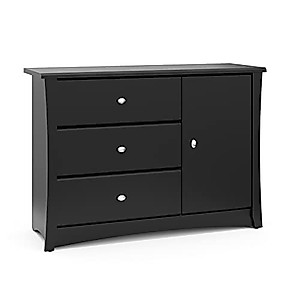 Storkcraft Crescent Dresser, 3 Drawer Combo, Black