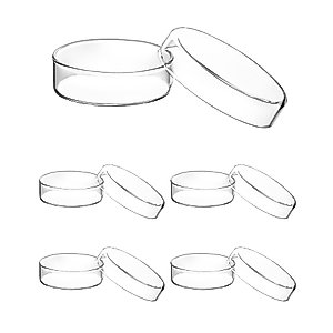 QWORK Glass Petri Dish Petri Plates with Lid, Thicken, 60mm x 18mm, 5 Pack
