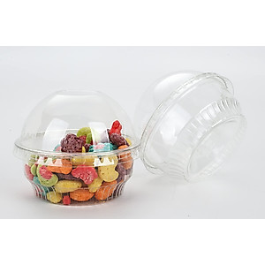 Golden Apple, 3.5oz-30sets Clear Plastic Cups for Ice Cream, Dessert Cups, Snack Bowl with Dome lids no Hole