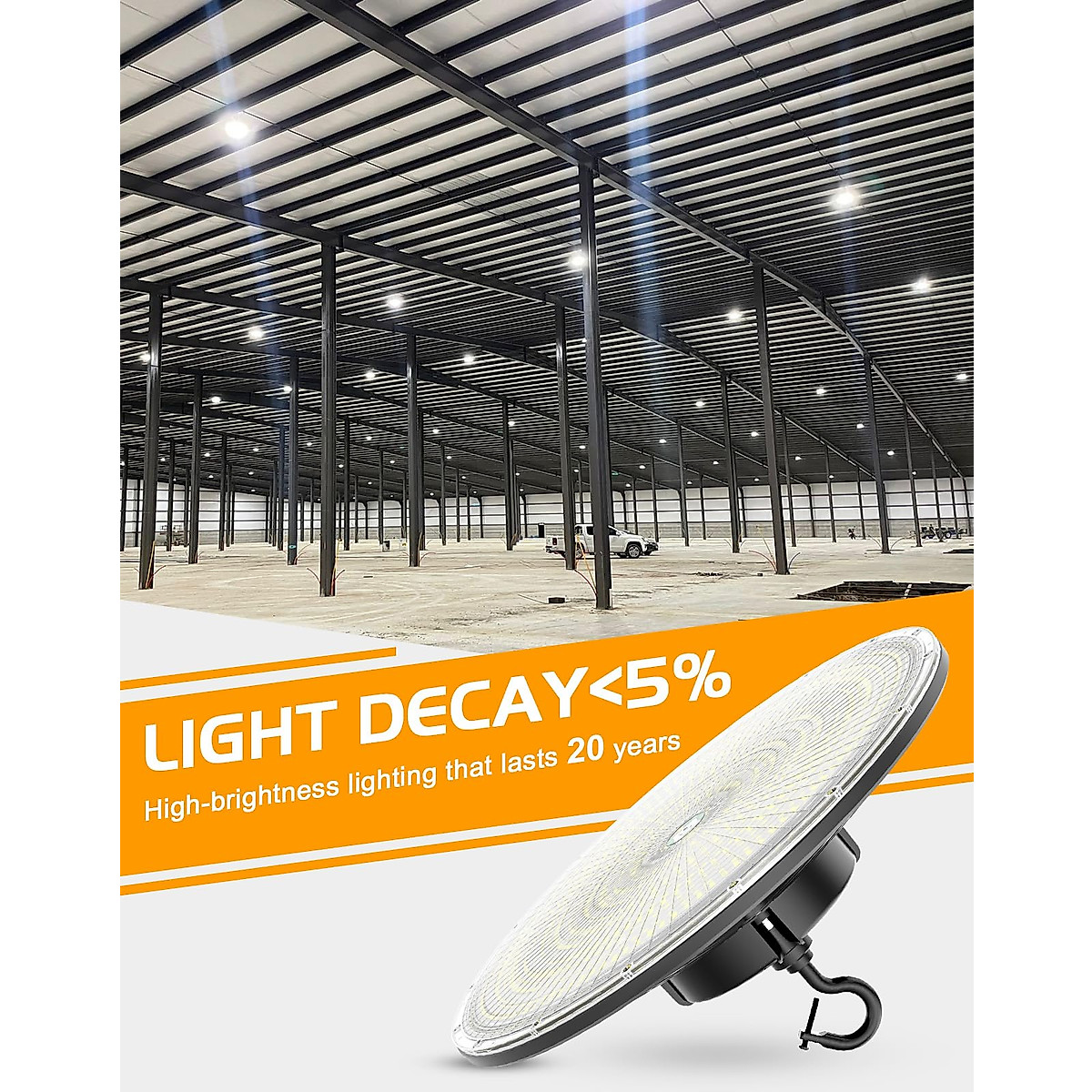 480V UFO LED High Bay Light 240W/200W/150W Adjustable, UL & DLC Listed 5000K Daylight, 33600LM 0-10V Dimmable High Bay Lights IP65 Commercial Bay Lighting Fixture AC277-480V for Warehouse (9 Pack)