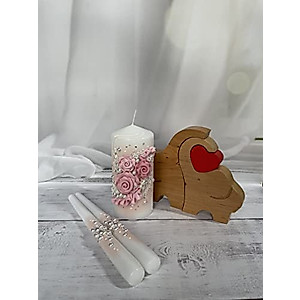 Magik Life Unity Candle Set for Wedding - Wedding Accessories for Reception and Ceremony - Candle Sets - 6 Inch Pillar and 2 10 Inch Tapers - Decorative Pillars Pudra