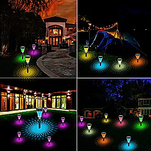 Yyoulli Solar Pathway Lights Outdoor Waterproof Solar Landscape Path Lights Color Changing Solar Garden Lights for Walkway Yard Backyard Patio (2 Pack)