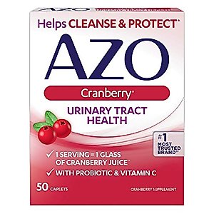 Azo Cranberry Urinary Tract Health Dietary Supplement Caplets - 50 Ct., Pack of 6