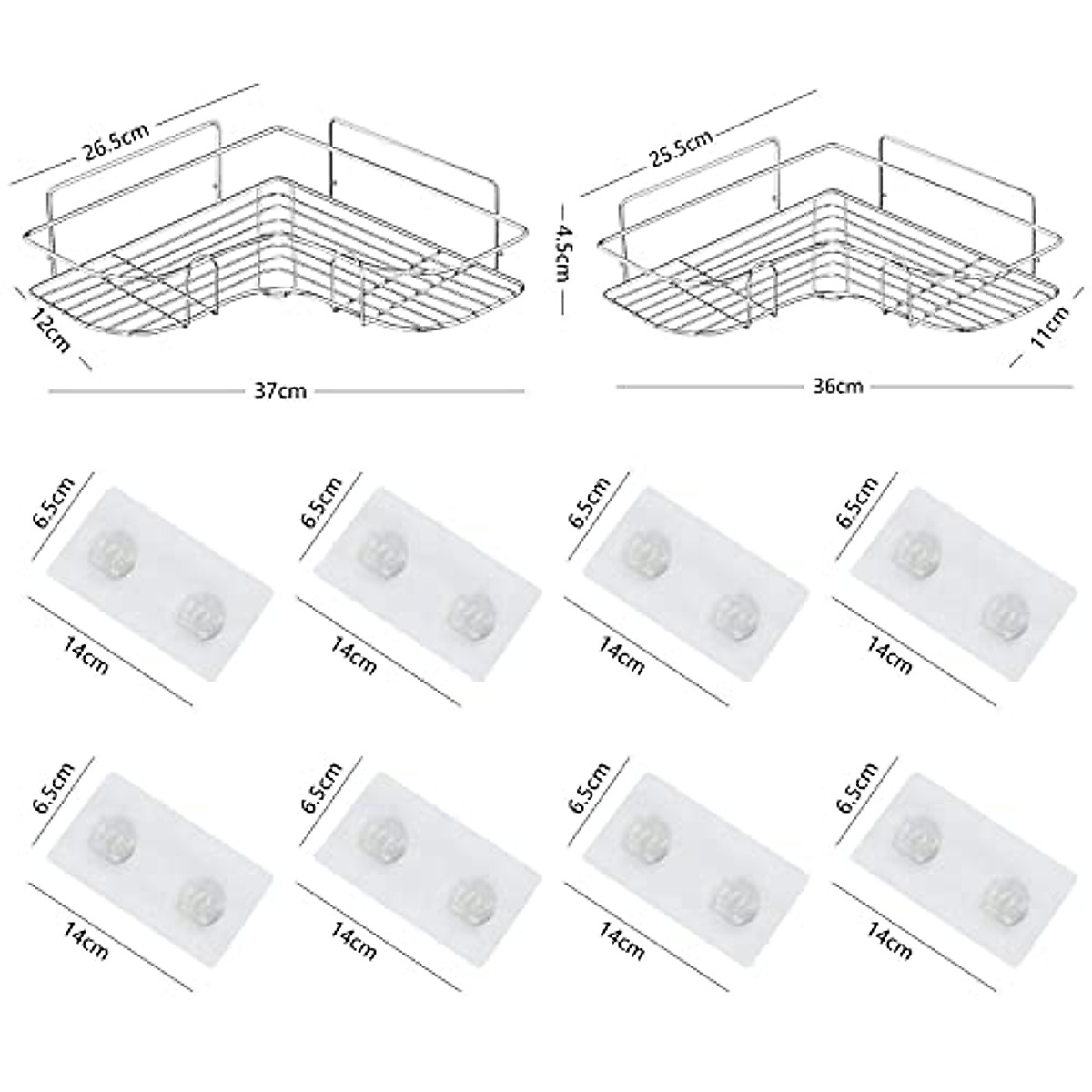 AUYYOSK Shower Caddy Corner,Adhesive Metal Bathroom Shelf Wall Mounted, Non-Drilling Floating Shelf for Bathroom Organizer/Shower Organizer/Kitchen (2 Pack Silver)