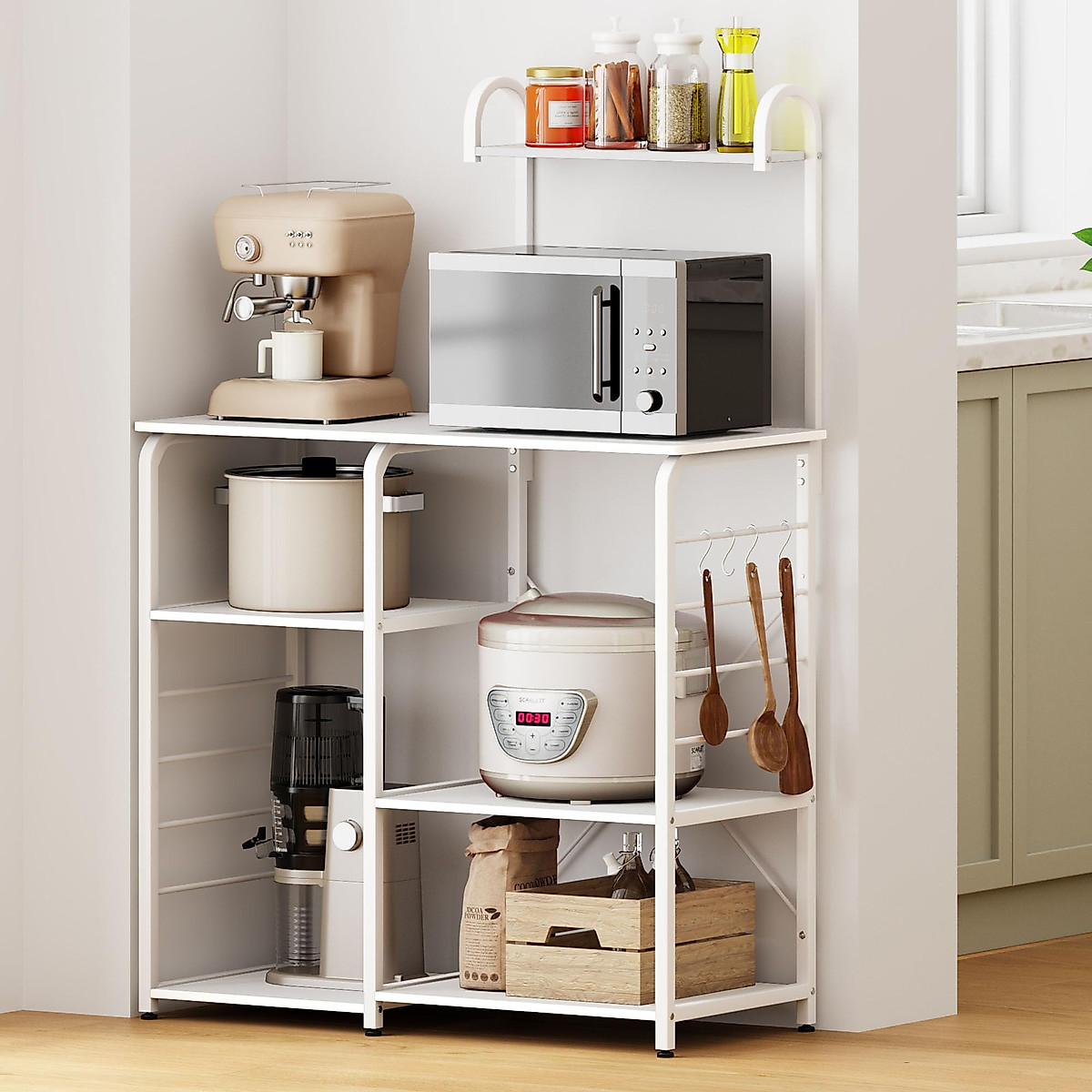 soges Kitchen Shelf, 6 Shelves, Multifunctional Storage, Contemporary Style, White