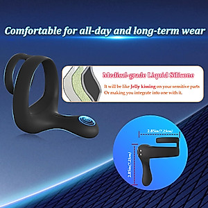 Vibrating Cock Ring Taint Stimulator, Silicone Pleasure Penis Ring Vibrator Couples Adult Sex Toys for Men, Dual Motors 9 Vibrations Remote Control Male Couple Sex Toy, Cock Rings Vibrators for Men