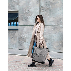 Messenger Bag for Women Crossbody, 2 in 1 Convertible Laptop Tote Bags 15.6 Inch Computer Briefcase Carrying Case with Shoulder Strap, Large Handbags Stylish Lady Satchel for Travel Work, Grey