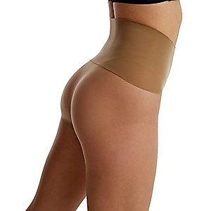 Frola Seamless Silk Stockings for Women 15 Dernier Run Resistant Control Top Sheer Tights(Black,Medium)
