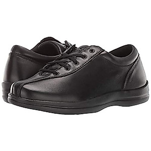 Apex Women's Liv Leather Lace-Up Black Sneaker, 8.5 X-Wide