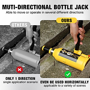 YELLOW JACKET 6 Ton Muti-Directional Welded Bottle Jack(12,000lb) for Car, Pickup, Truck, RV, Auto Repair