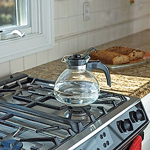 CAFÉ BREW COLLECTION Stovetop Tea Kettle, Whistling, Borosilicate Glass, 12-Cup