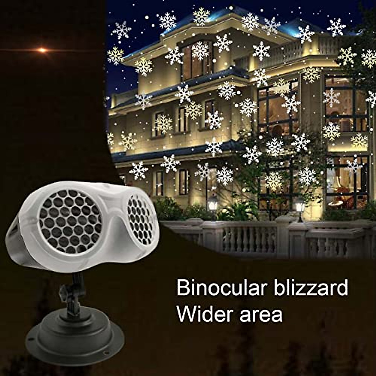 MIS1950s Christmas Snowflake Projector Lights Outdoor Indoor, Upgraded Dynamic Bright LED Snowfall Show Projector, Waterproof Garden Decorative Lighting Xmas Home Party Holiday Patio Decor (Black)